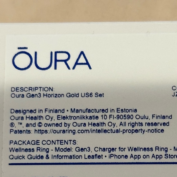 Oura | Other | Oura Ring Gen3 Horizon Gold Us6 Set | Poshmark
